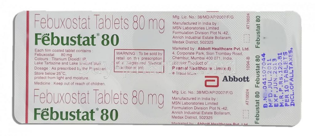 Febustat 80mg - Name Patient Medical Supply Pharmaceutical Export